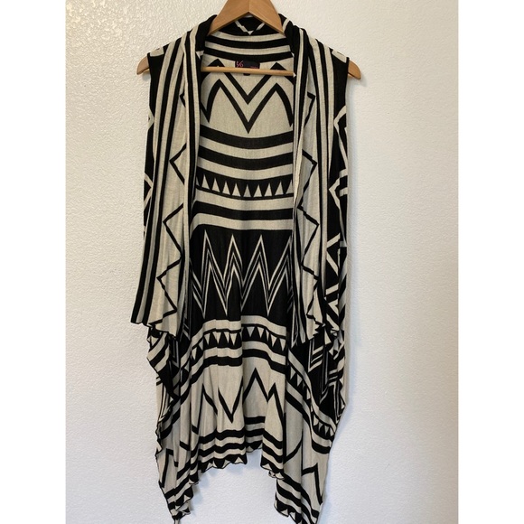 Sweaters | Aztec Print Black And Beige Vest | Poshmark